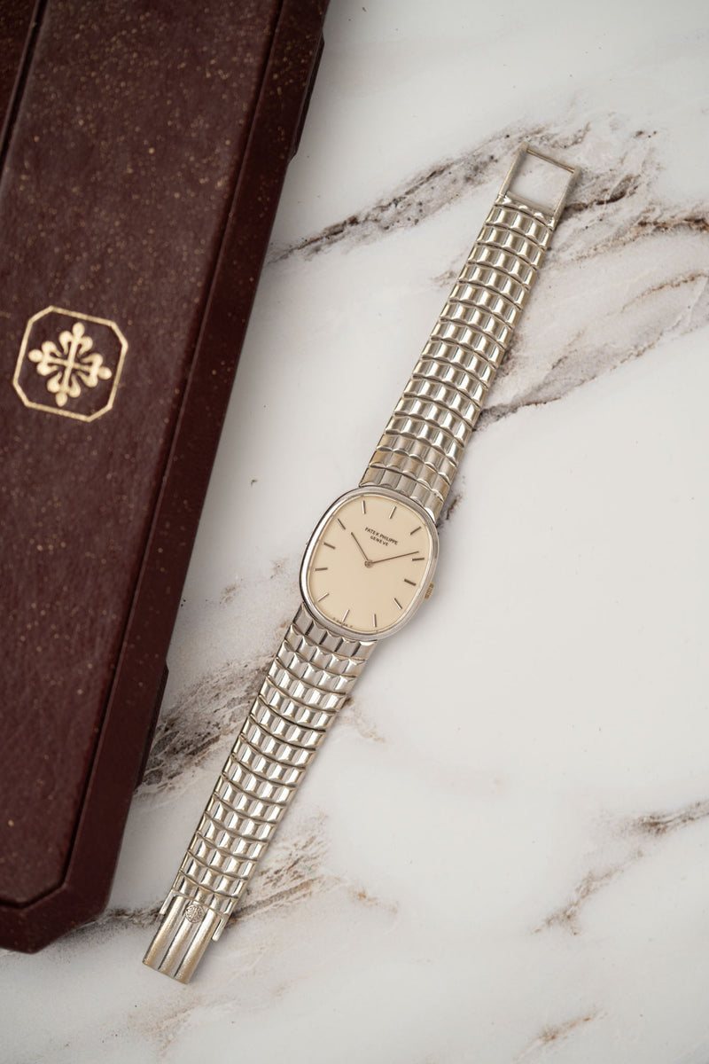 Patek Philippe Golden Elipse 3848 Opaline Cream Dial 18k WG 1990s ...