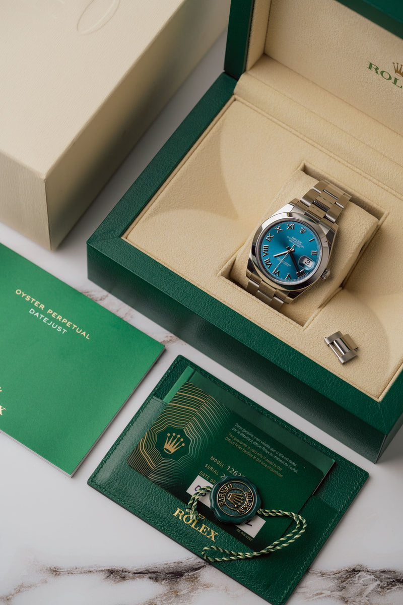 Rolex Datejust 126300 Azzuro Blue Roman Dial Oyster Smooth Case 2020 ...