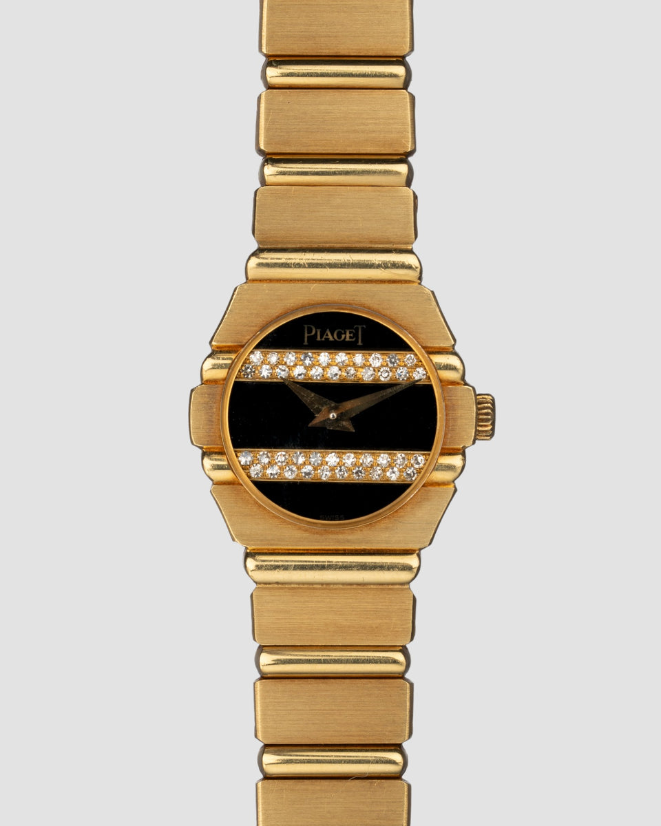 Piaget Polo 841 C701 Mini Ladies Black Diamond Dial 18k YG 1980s ...