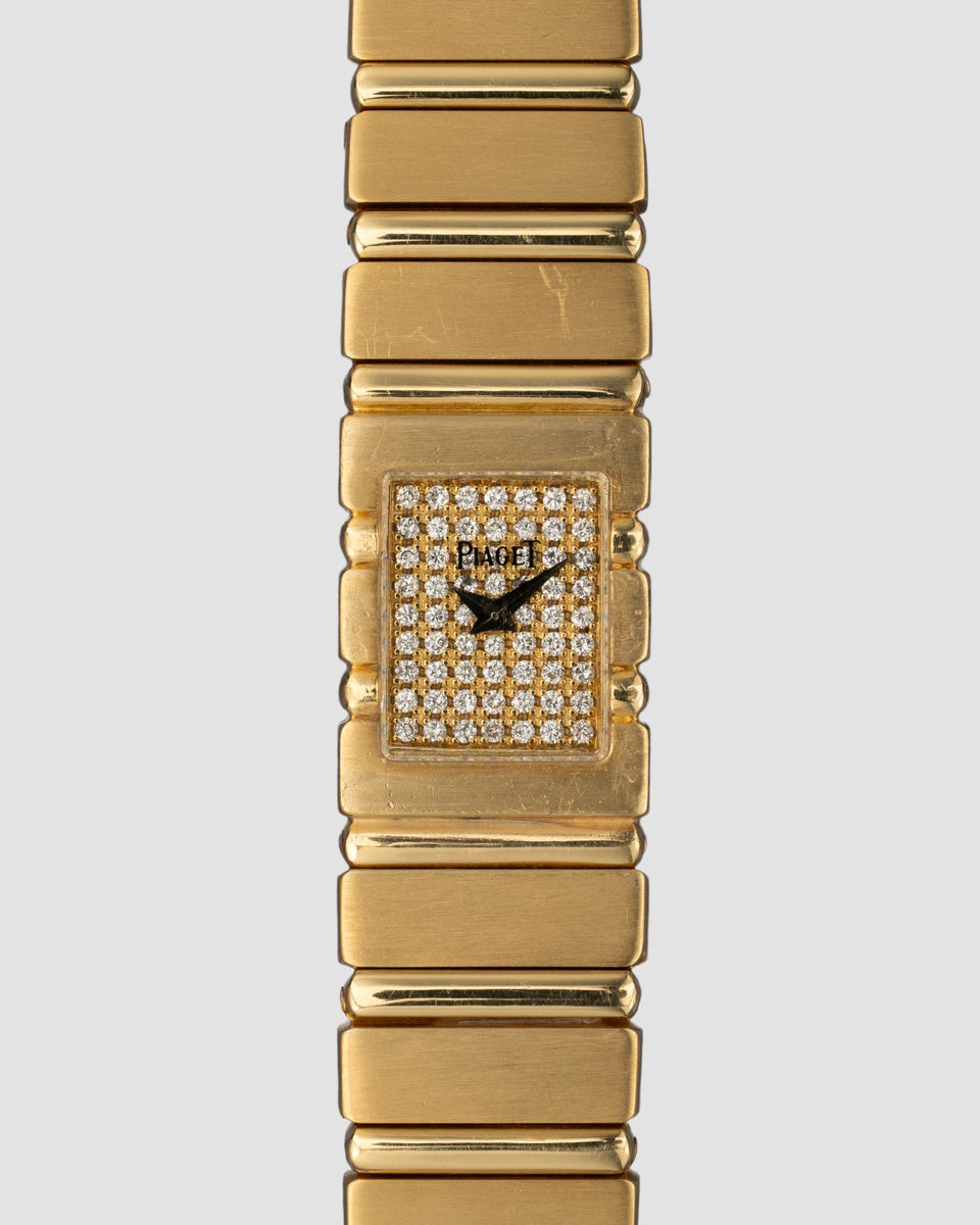 Piaget Polo Mini 15201 C701 Ladies Pave Diamond Dial 18k YG 1990s ...